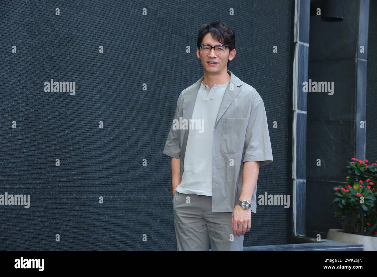 Taiwanese actor, former reporter and model James Wen attends an activity in Taipei City, Taiwan ...