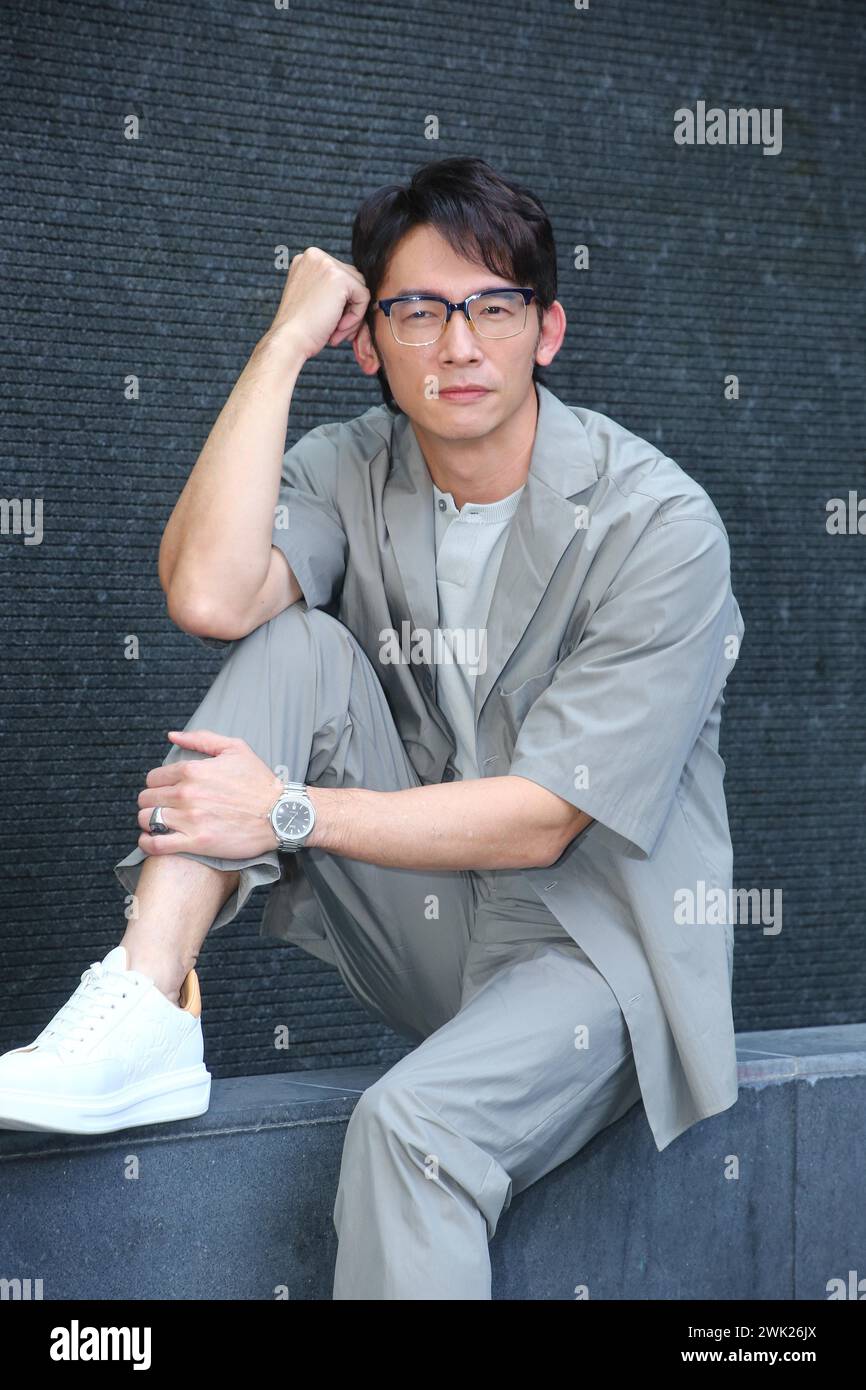 Taiwanese actor, former reporter and model James Wen attends an activity in Taipei City, Taiwan ...
