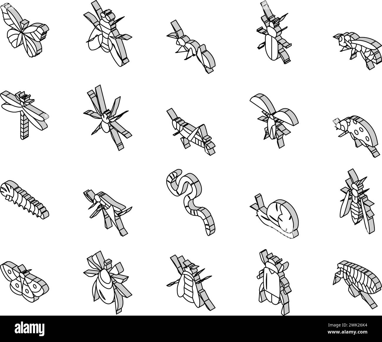 Insect, Spider And Bug Wildlife isometric icons set vector Stock Vector ...