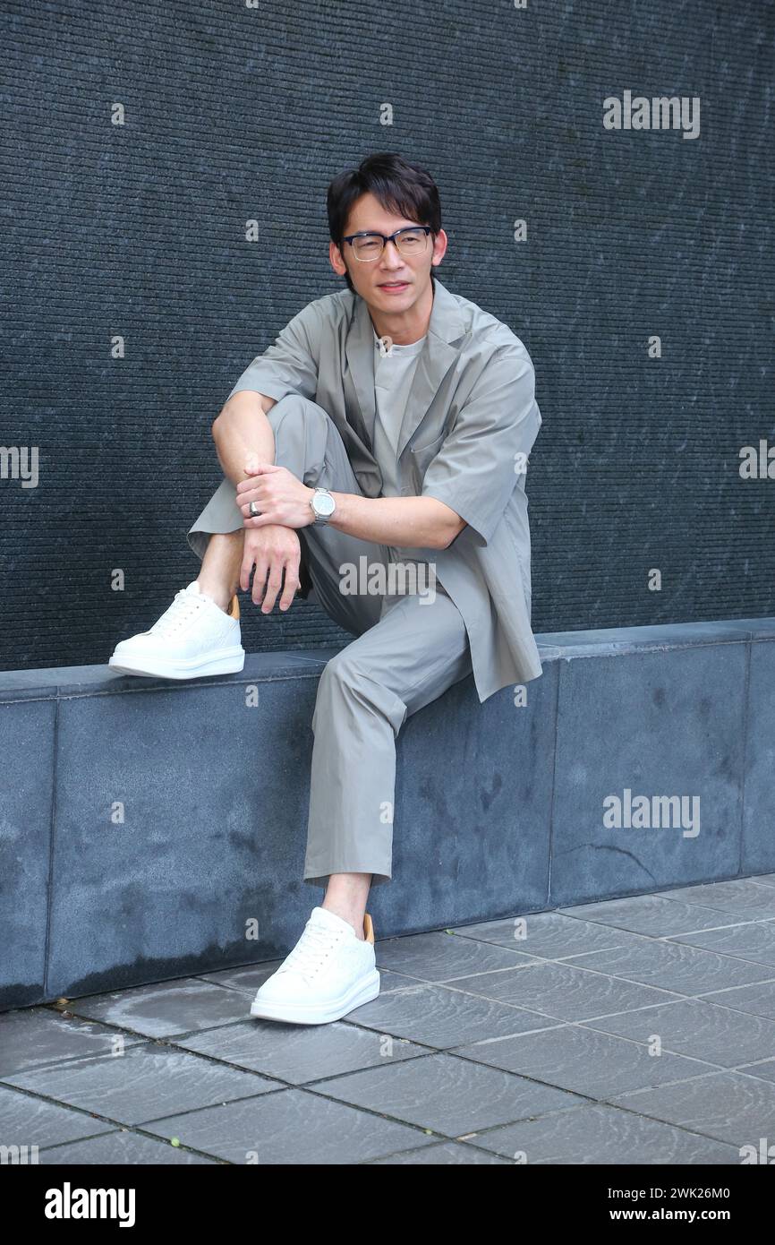 Taiwanese actor, former reporter and model James Wen attends an activity in Taipei City, Taiwan ...