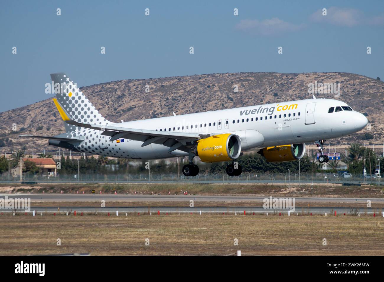 Airbus A320 neo airliner of the low-cost airline Vueling landing at ...