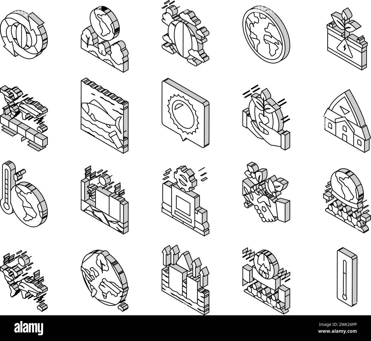 Climate Change And Environment isometric icons set vector Stock Vector ...