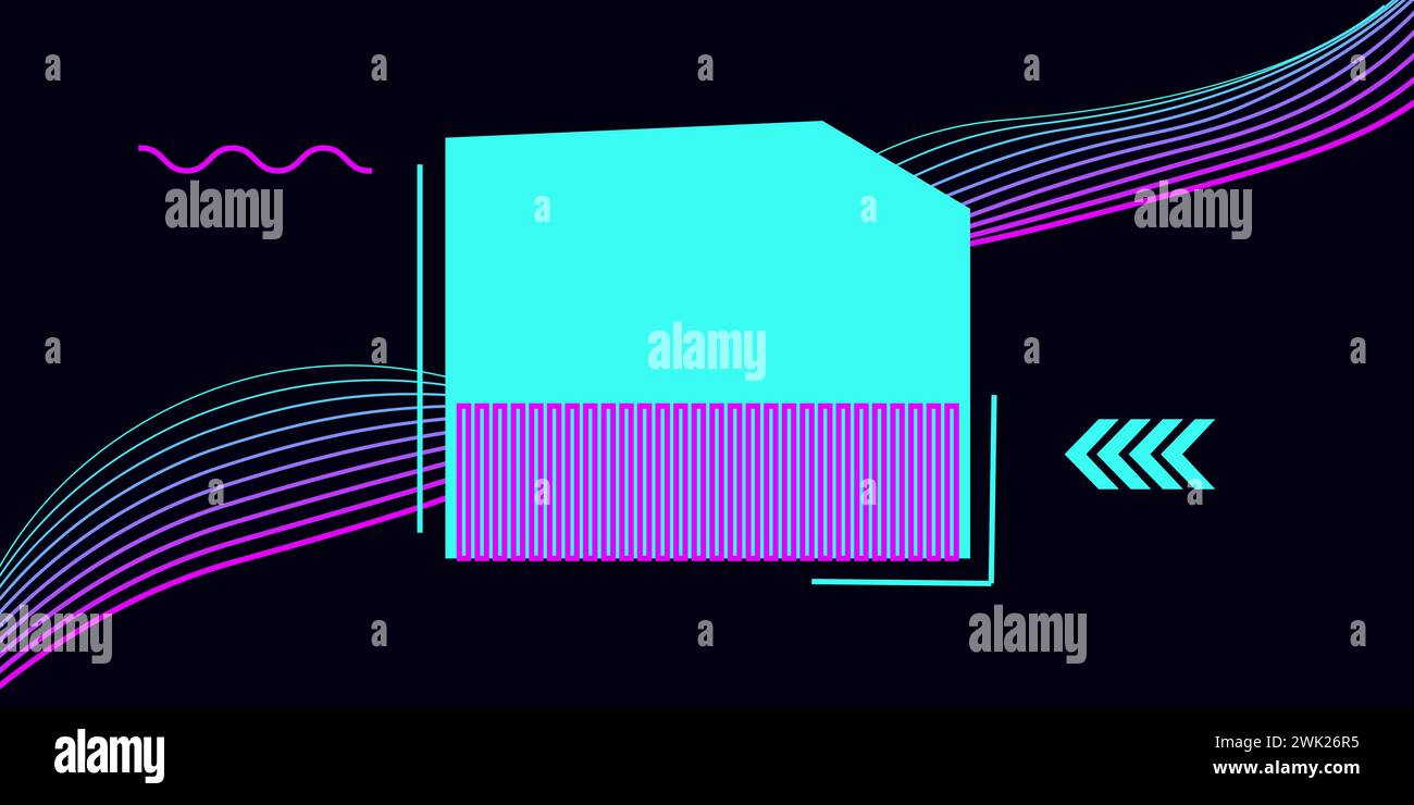 Tech template in cyberpunk style geometric shape. Design social ...