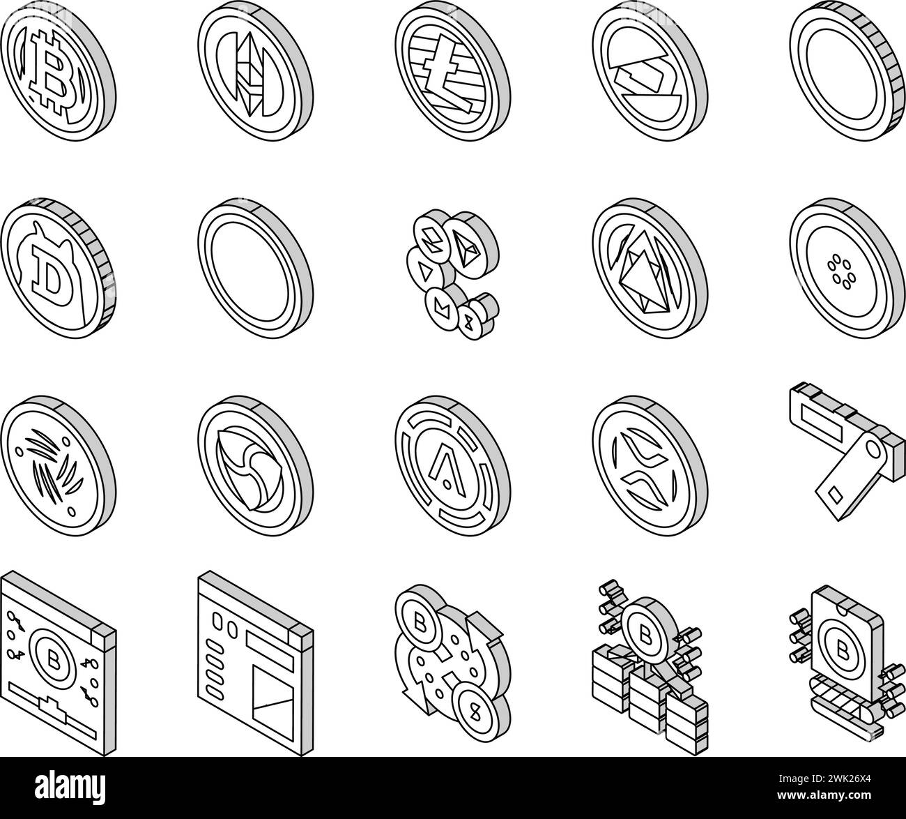 Cryptocurrency Digital Money isometric icons set vector Stock Vector ...
