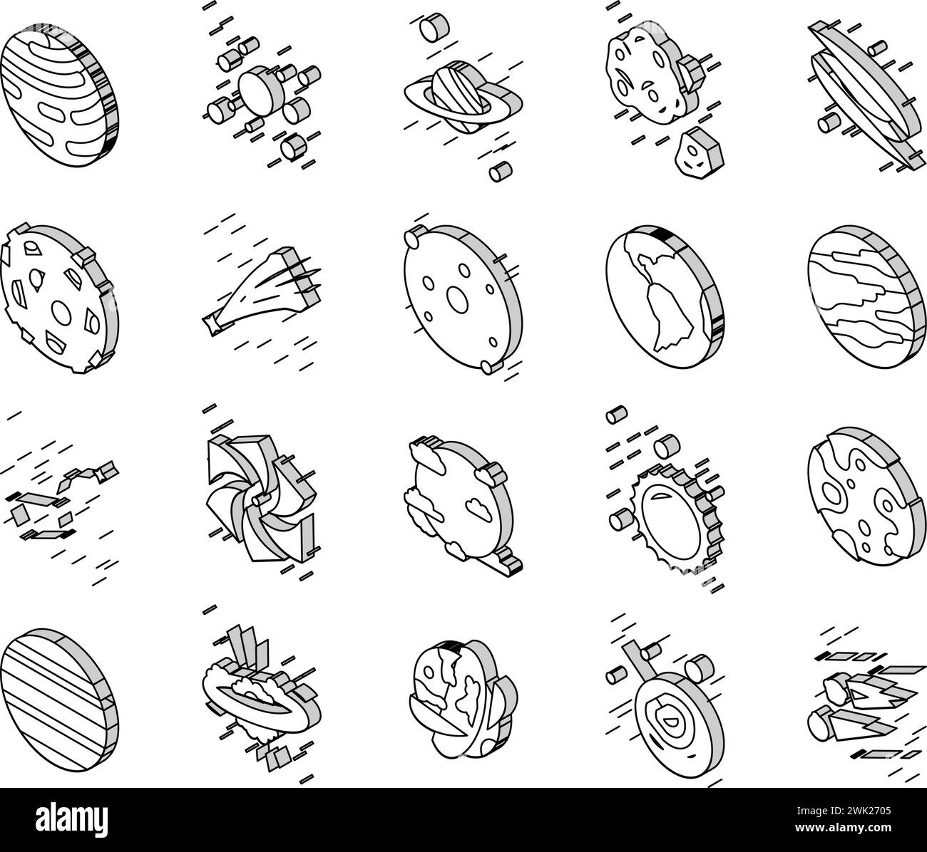 Galaxy System Space Collection isometric icons set vector Stock Vector ...