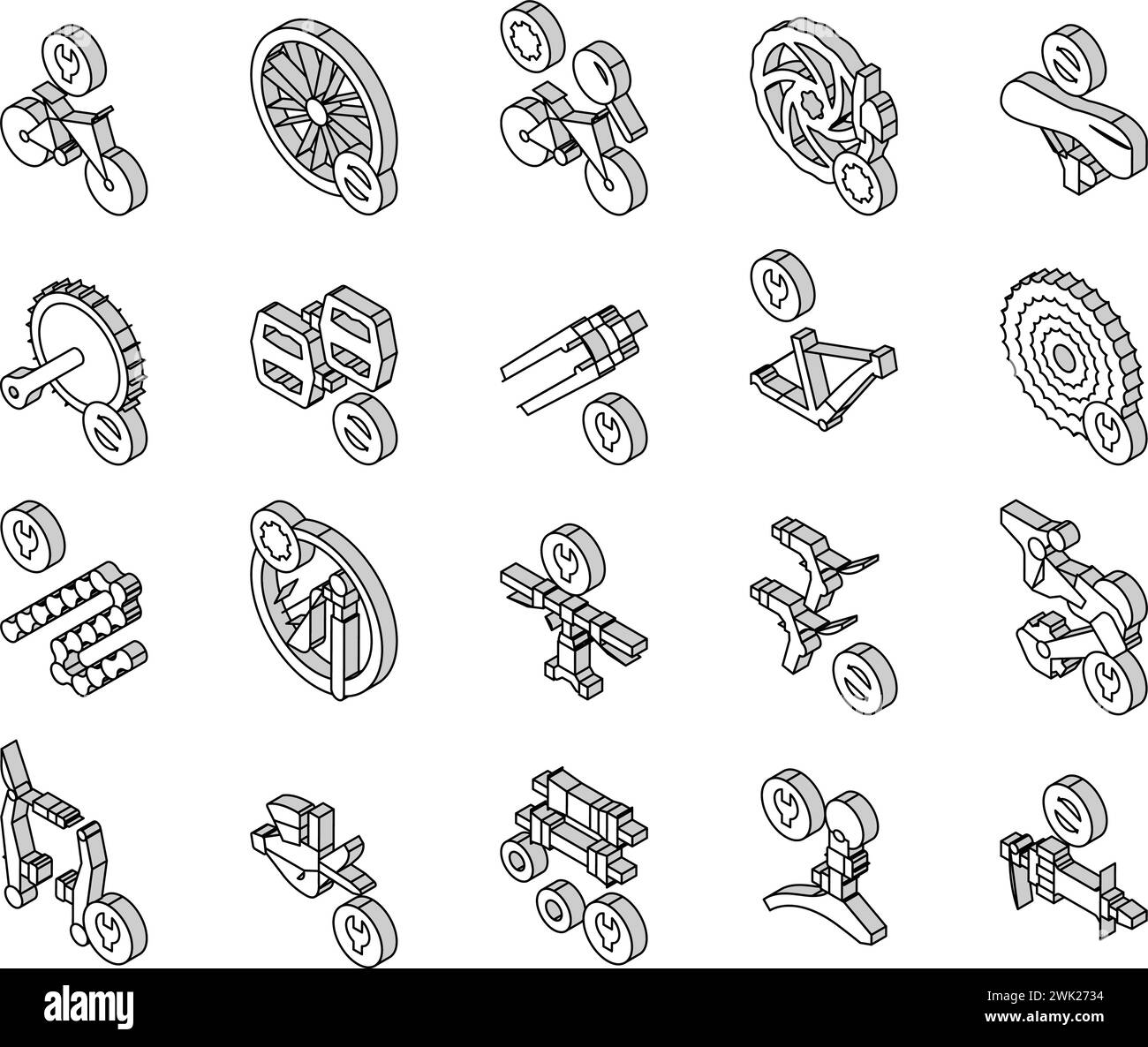 Bike Repair Service Collection isometric icons set vector Stock Vector ...