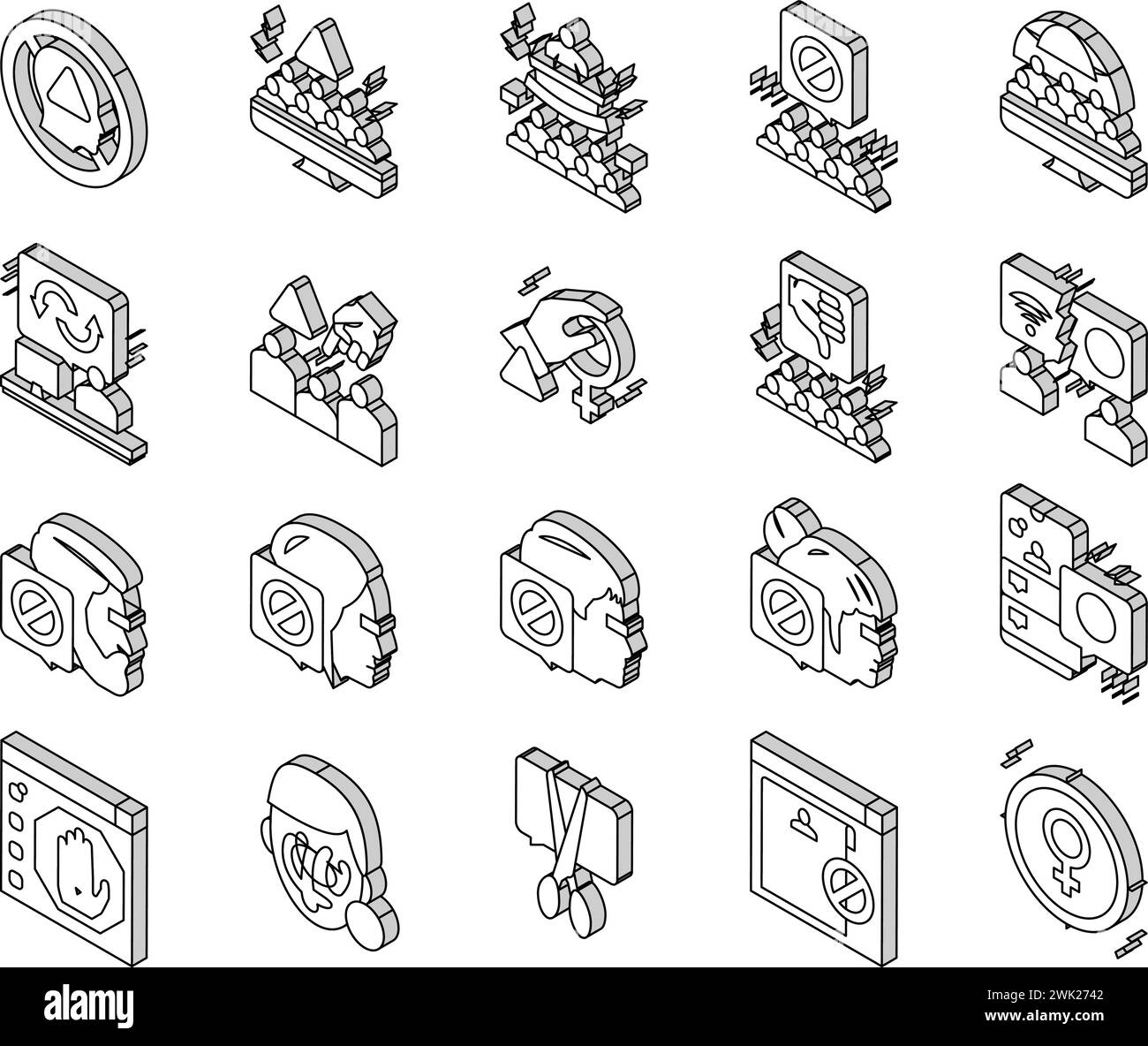 Cancel Culture And Discrimination isometric icons set vector Stock ...