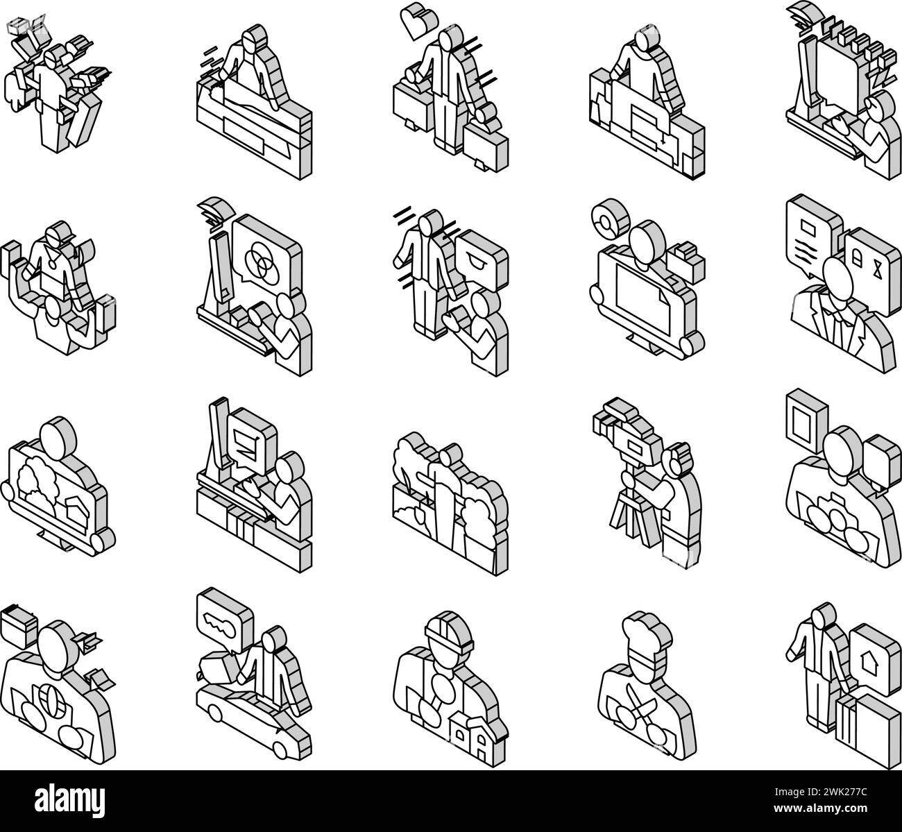 Small Business Worker Occupation isometric icons set vector Stock ...