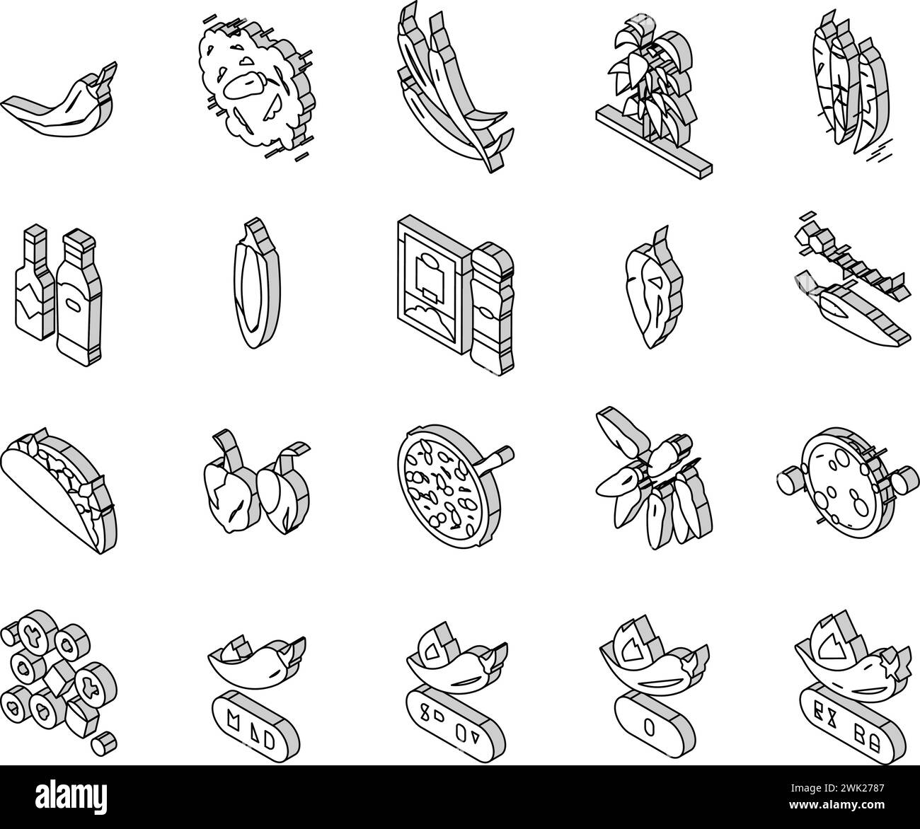 Chili Spicy Natural Vegetable isometric icons set vector Stock Vector ...