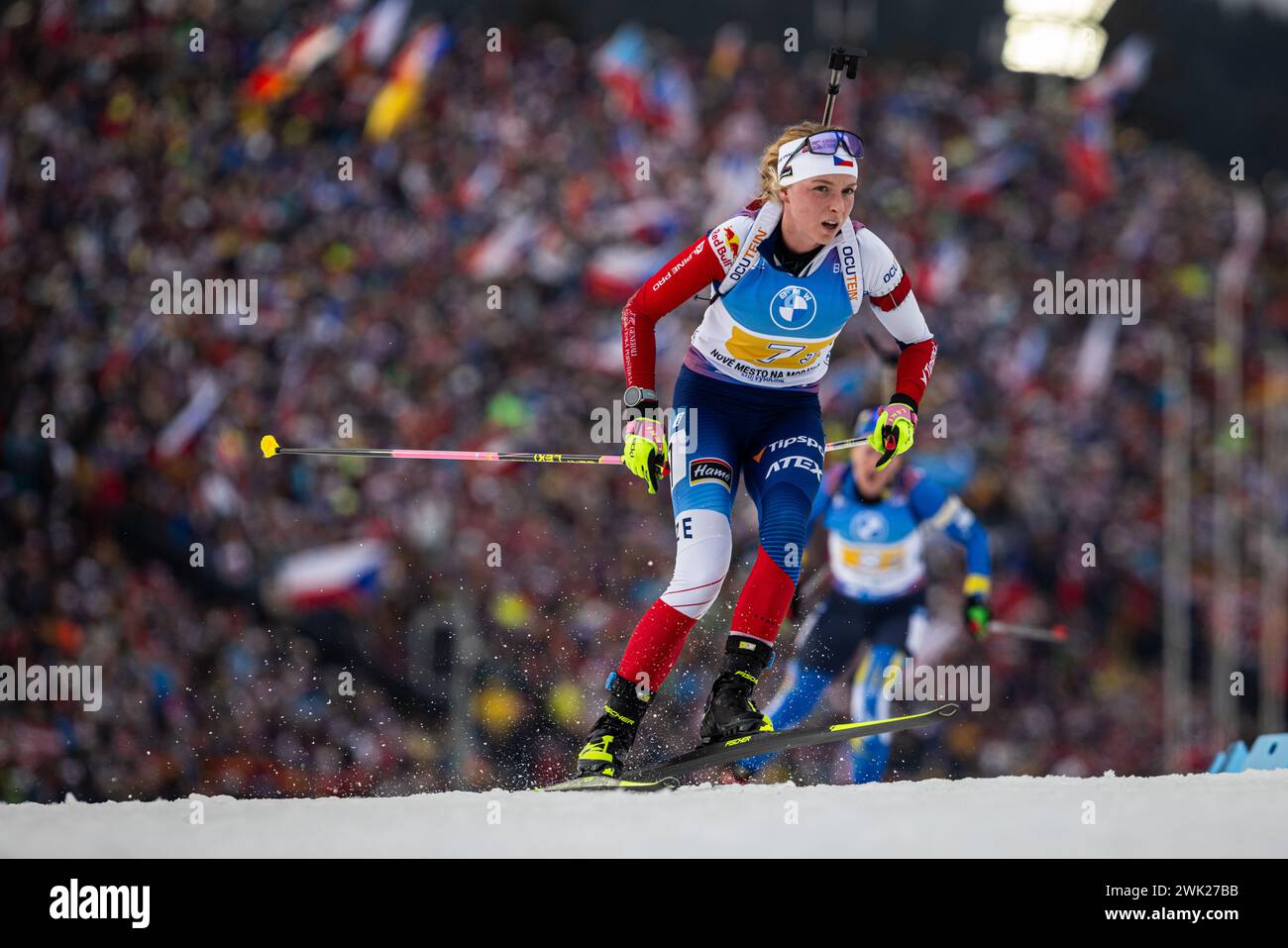 Czech Marketa Davidova in action during the Women's 4x6 km relay race ...