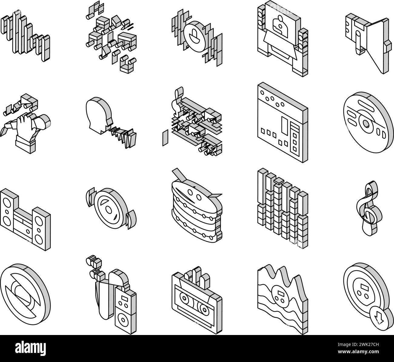 Music Record Studio Equipment isometric icons set vector Stock Vector ...