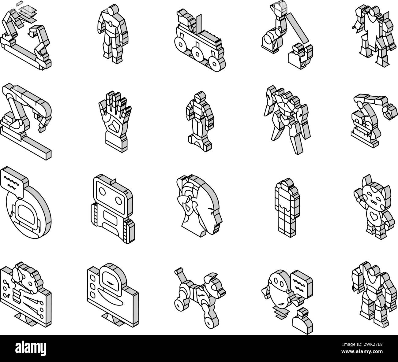 Robot Development And Industry isometric icons set vector Stock Vector ...