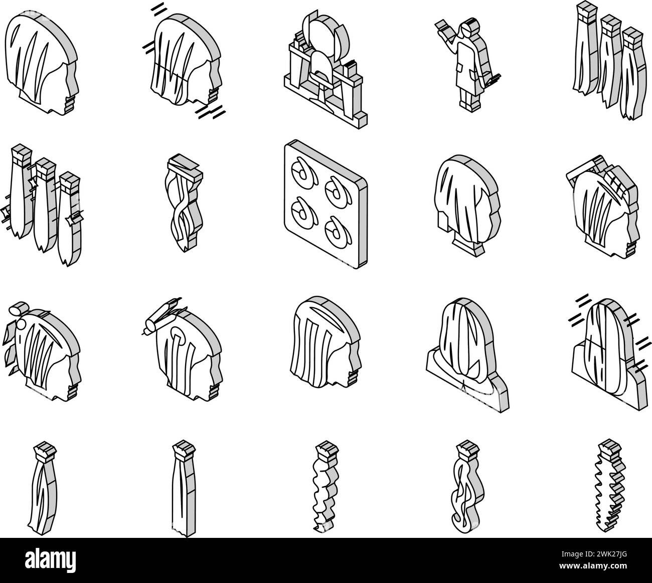 Hair Extension Salon Procedure isometric icons set vector Stock Vector ...