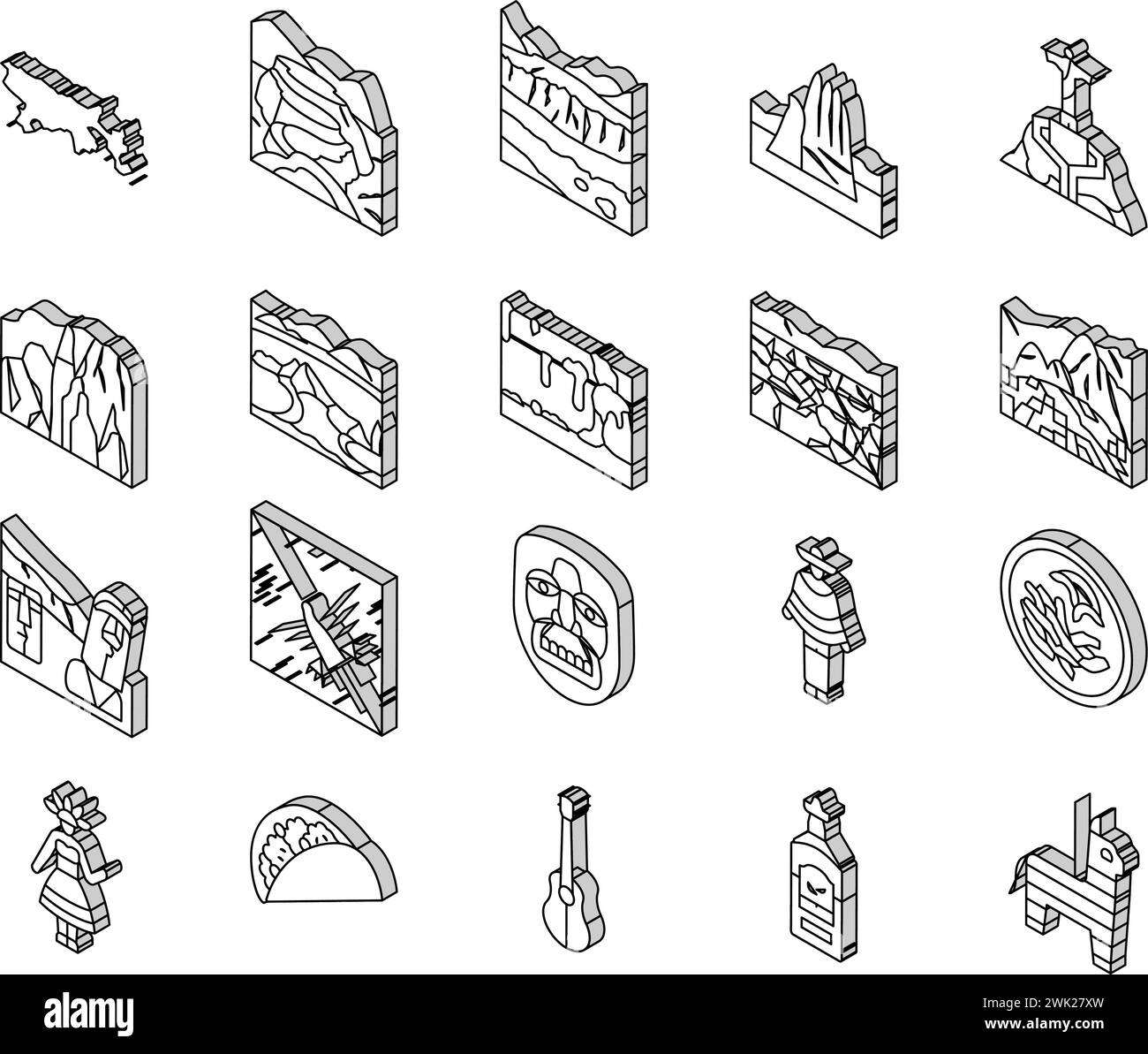 South America Scape And Tradition isometric icons set vector Stock ...
