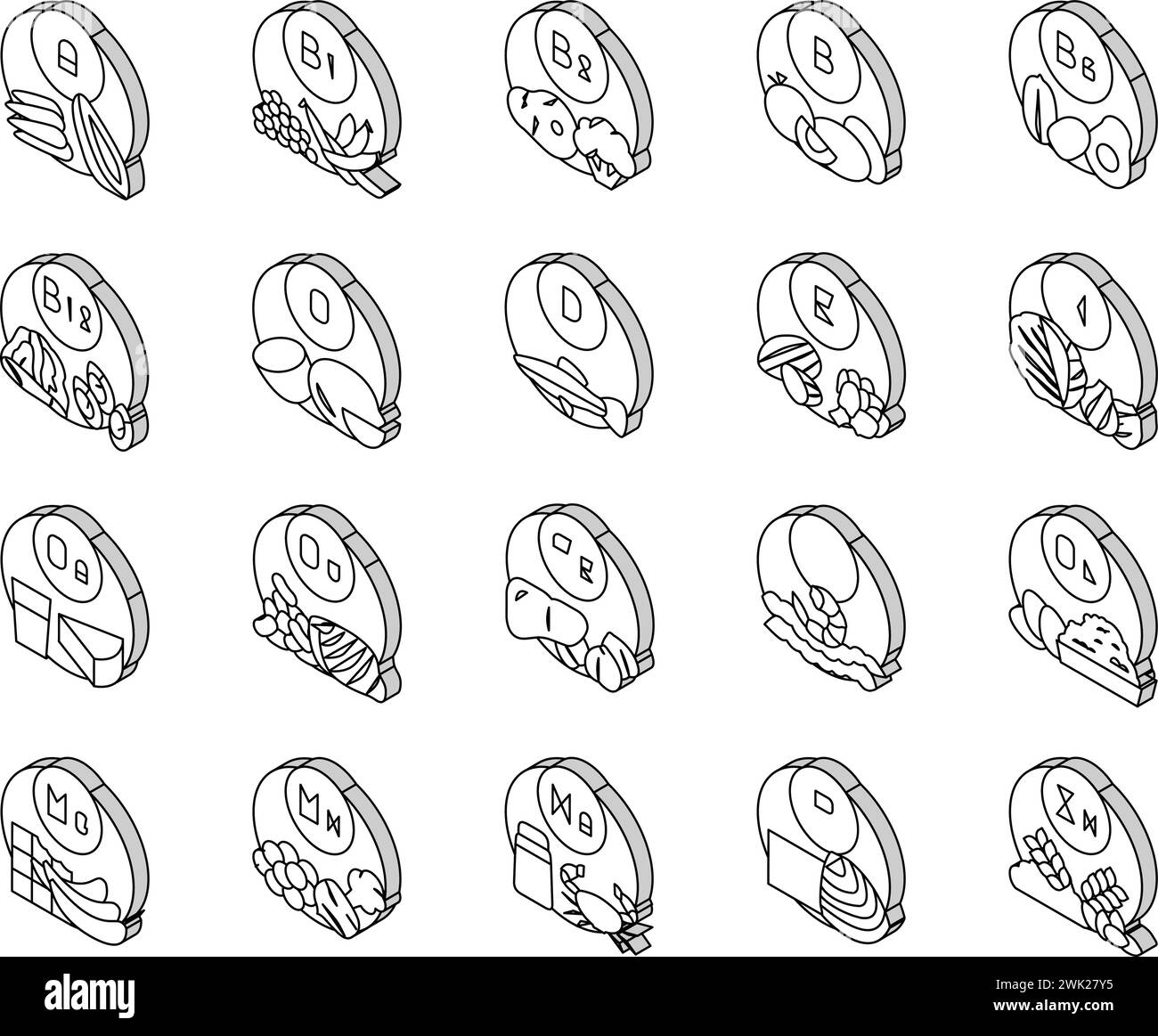 Vitamin Mineral Medical Complex isometric icons set vector Stock Vector ...