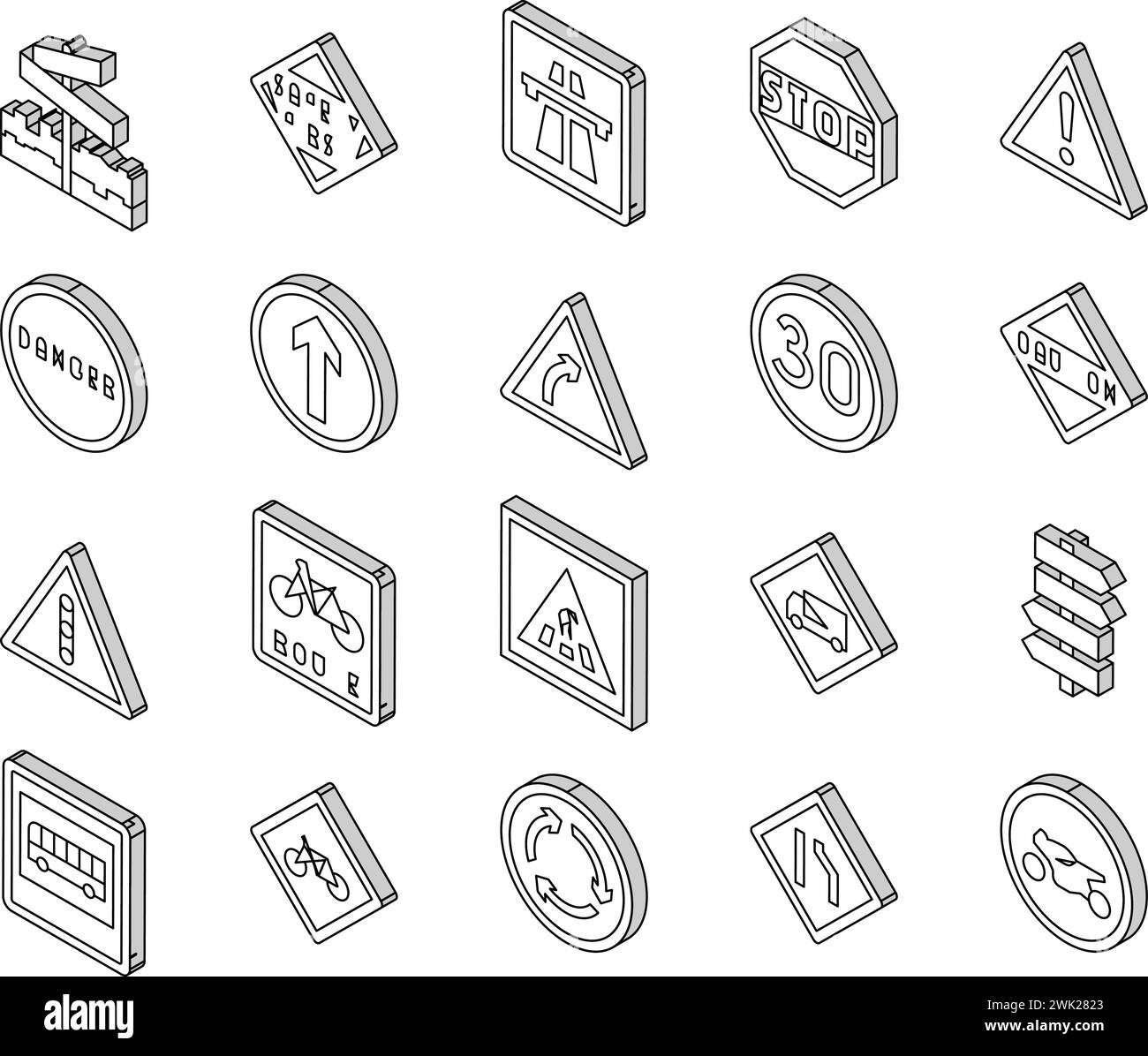 Traffic Sign Road Information isometric icons set vector Stock Vector ...