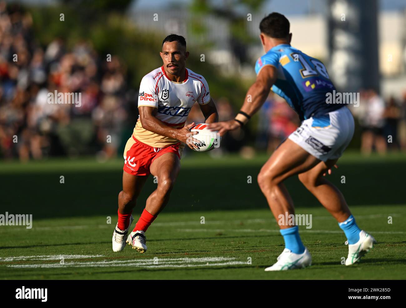 Sunshine Coast, Australia. 18th Feb, 2024. Trai Fuller (left) of the ...