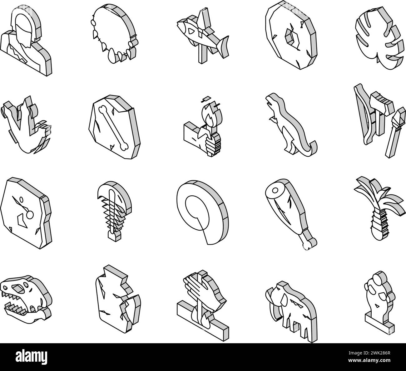 Prehistoric Period Collection Isometric Icons Set Vector Stock Vector Image And Art Alamy