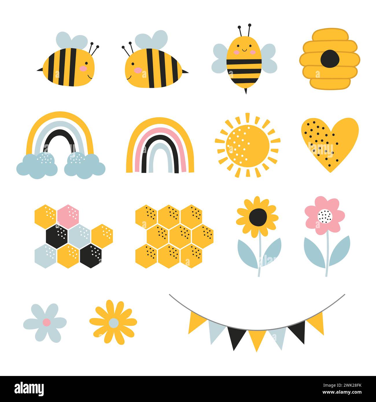 Cute bee set funny Cut Out Stock Images & Pictures - Alamy