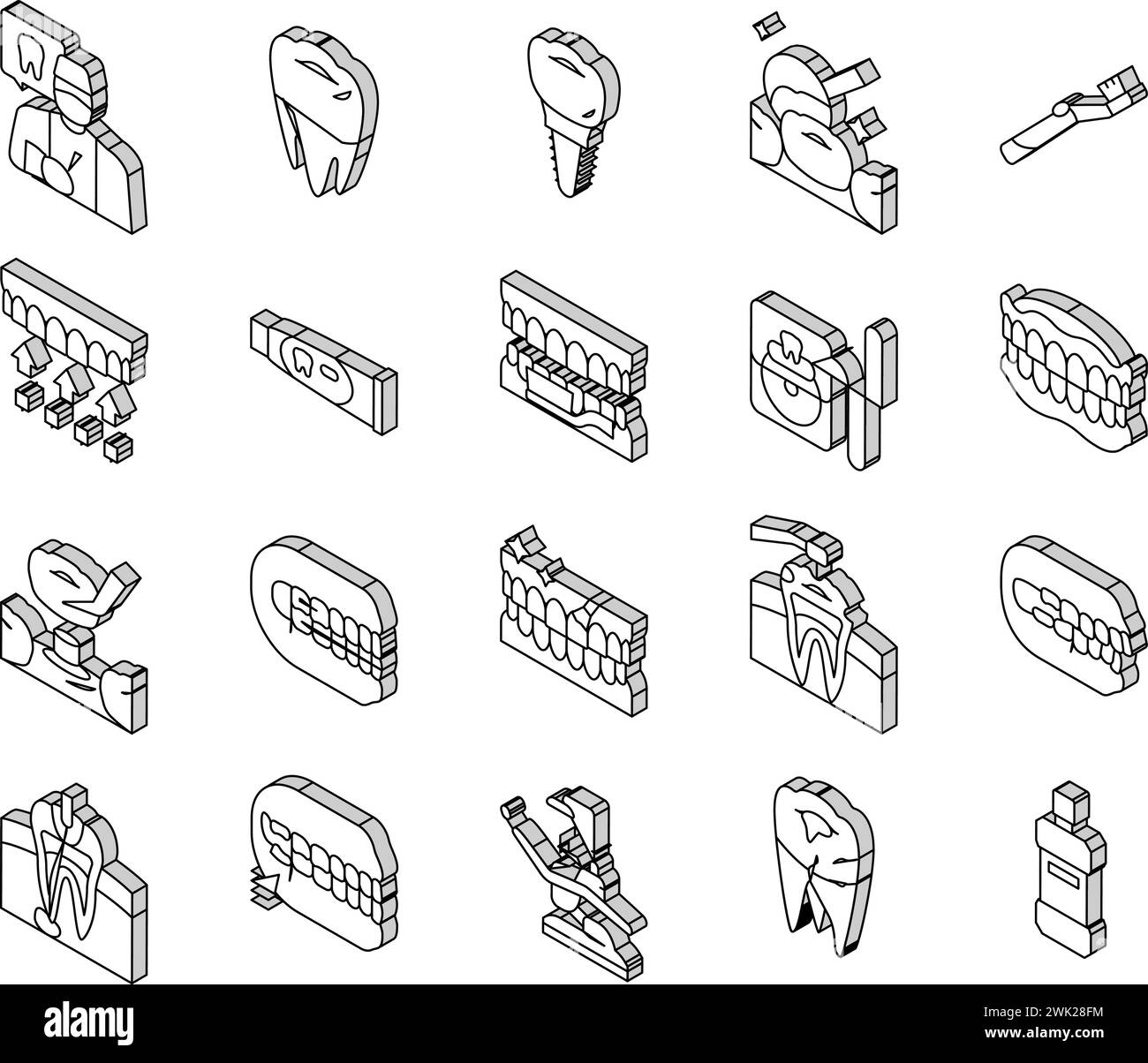 dental care dentist tooth implant isometric icons set vector Stock Vector Image & Art - Alamy