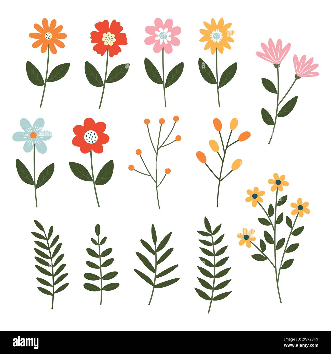 Hand drawn spring flower vector collection Stock Vector Image & Art - Alamy