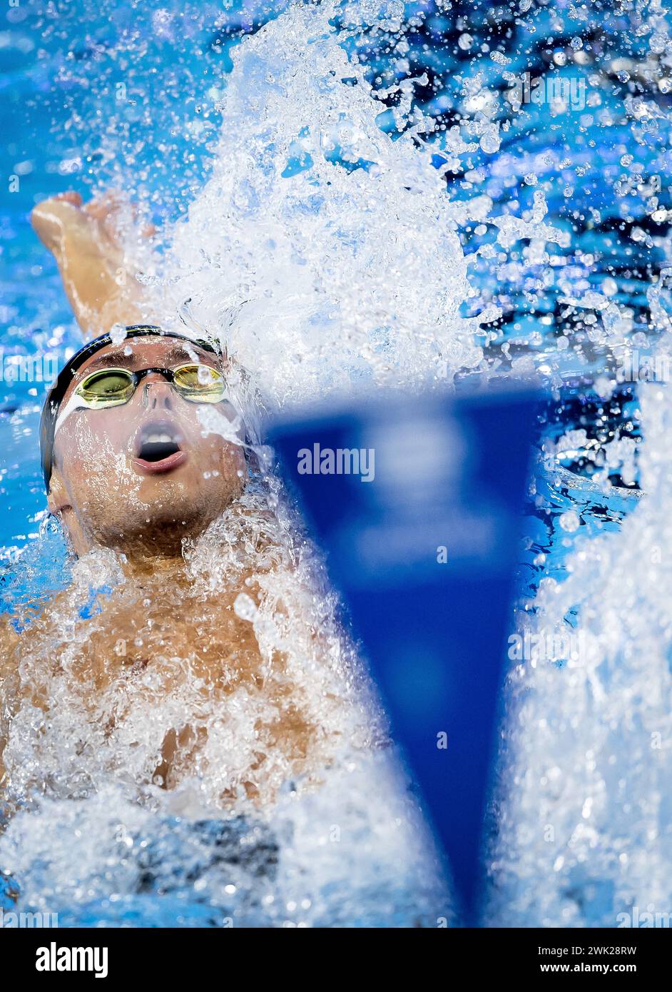 DOHA - Kai van Westering in action in the men's 4 x 100 medley during ...