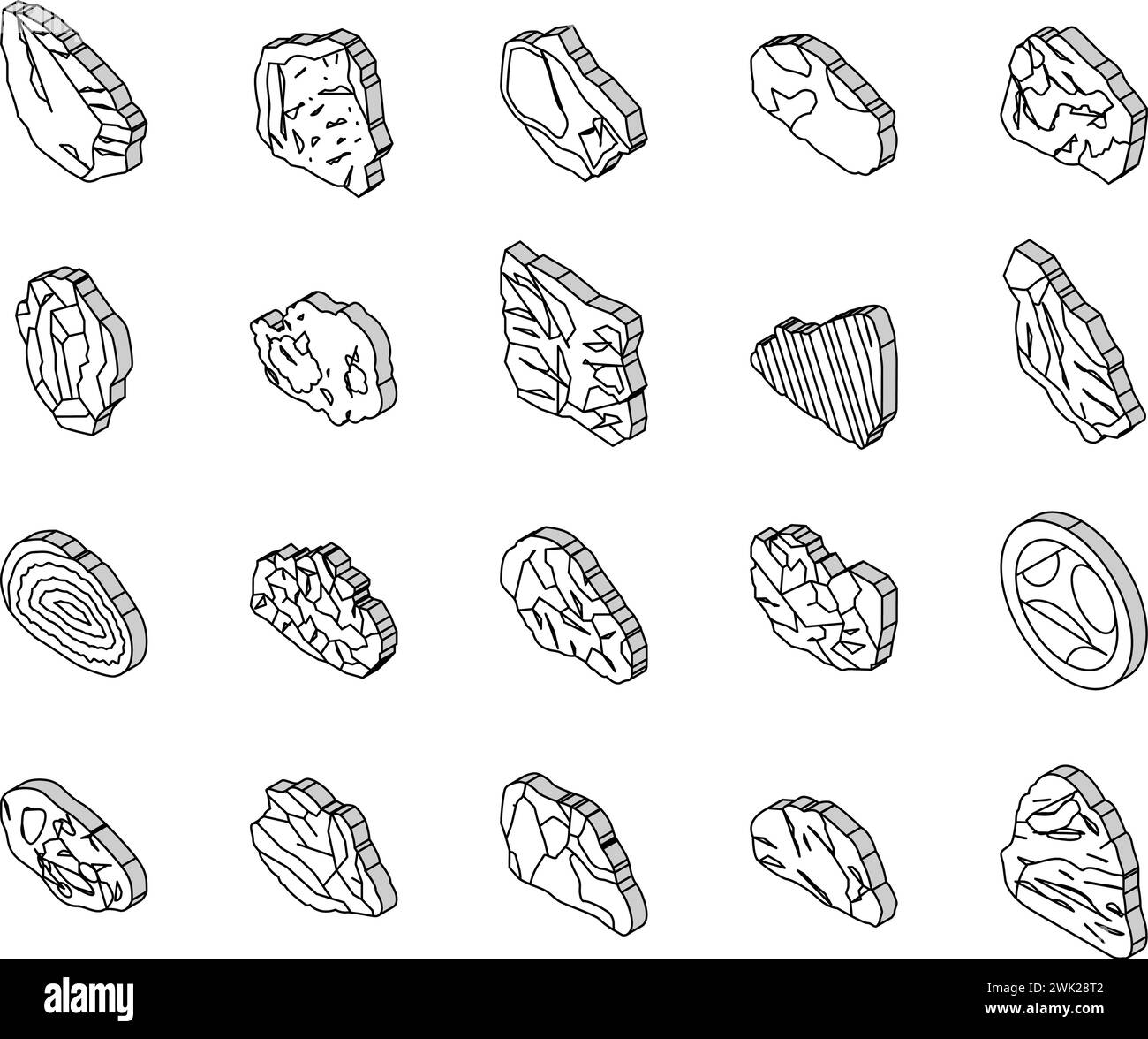 stone rock texture nature isometric icons set vector Stock Vector Image ...