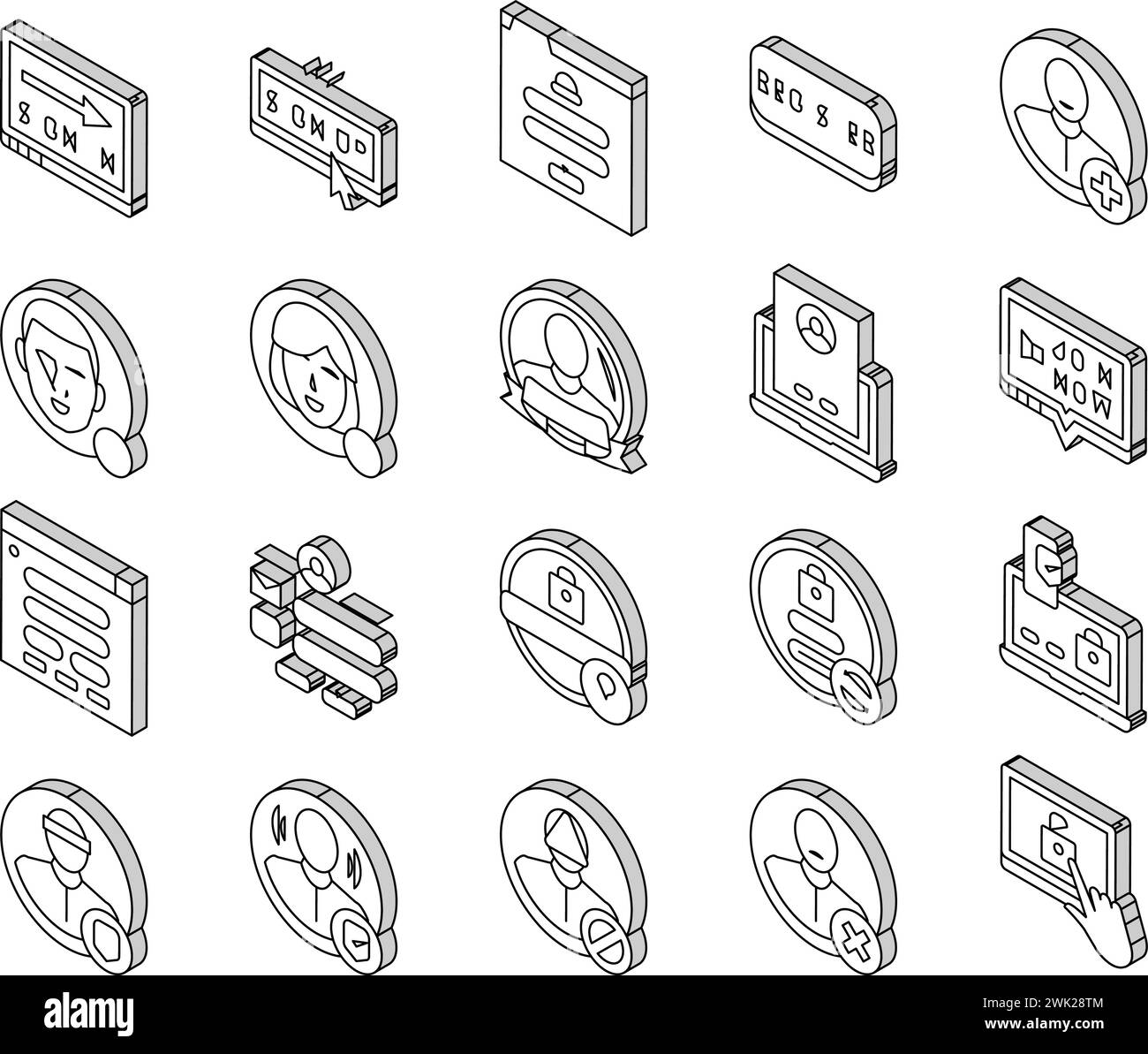 registration login website form isometric icons set vector Stock Vector ...