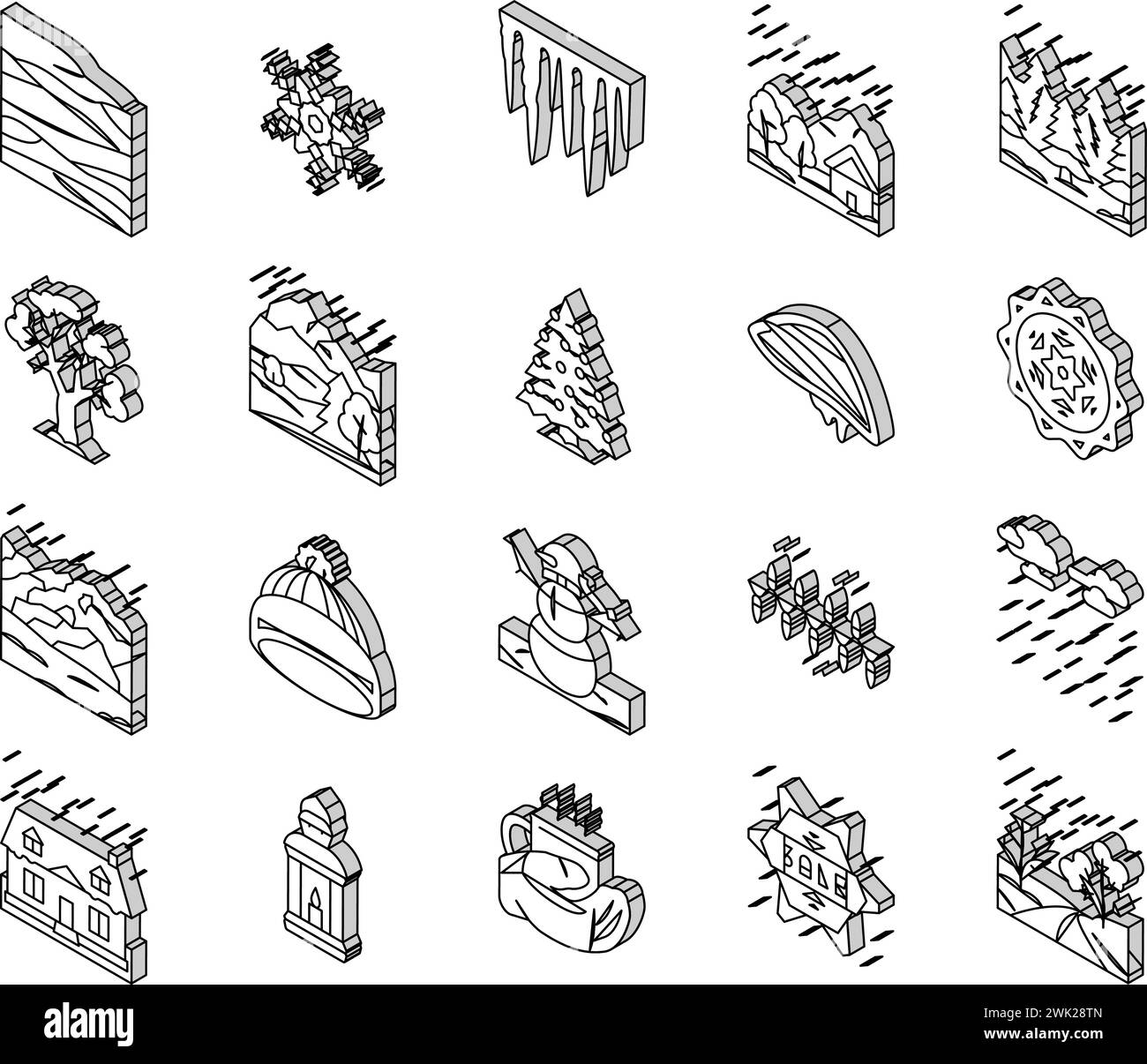 winter snow season nature isometric icons set vector Stock Vector Image ...