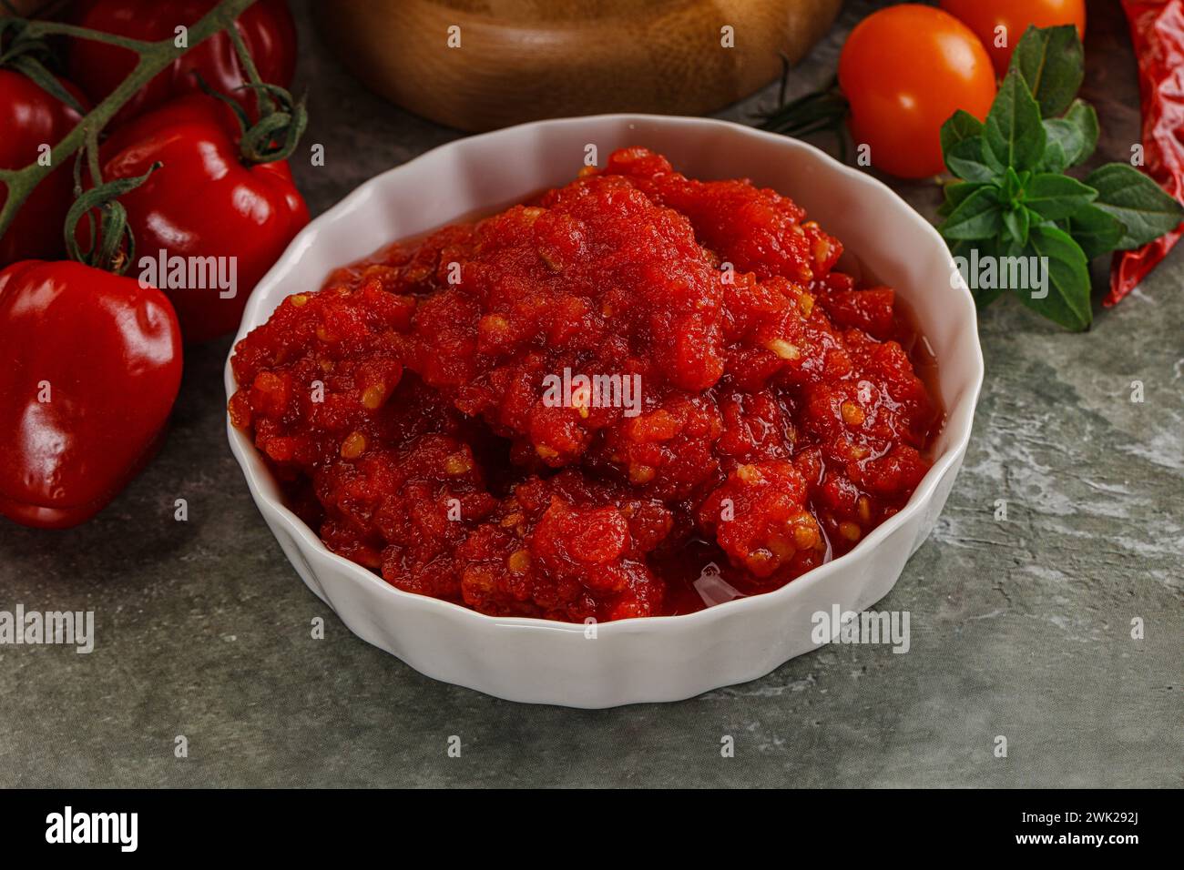 Fresh tomato puree pasta sauce in the sauce Stock Photo - Alamy