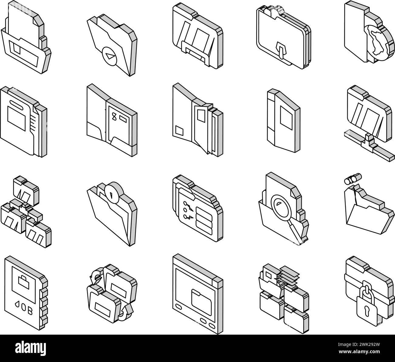 Folder Paper Business File Empty Isometric Icons Set Vector Stock Vector Image And Art Alamy