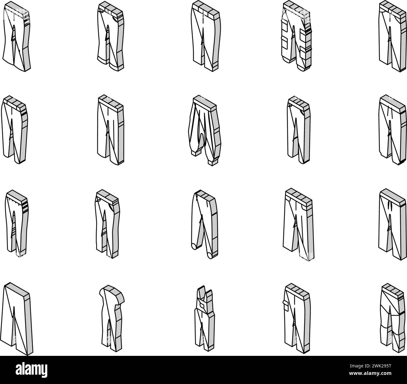 Pants Fashion Clothes Apparel Isometric Icons Set Vector Stock Vector