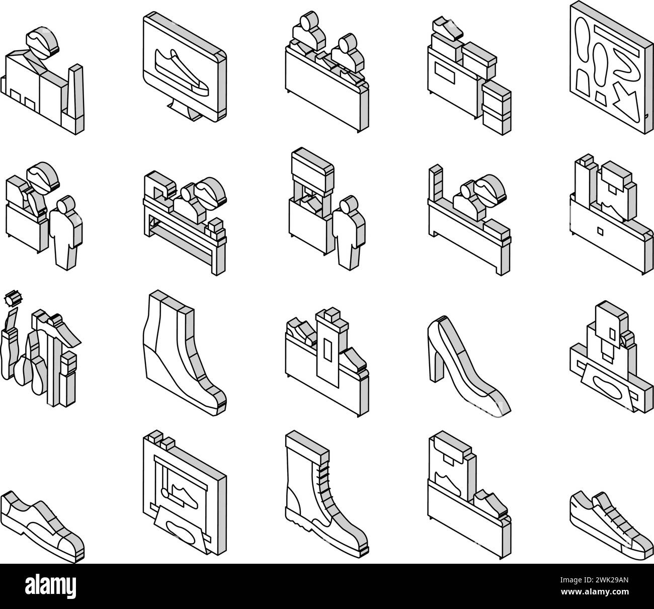 Shoes Repair Service Collection isometric icons set vector Stock Vector ...
