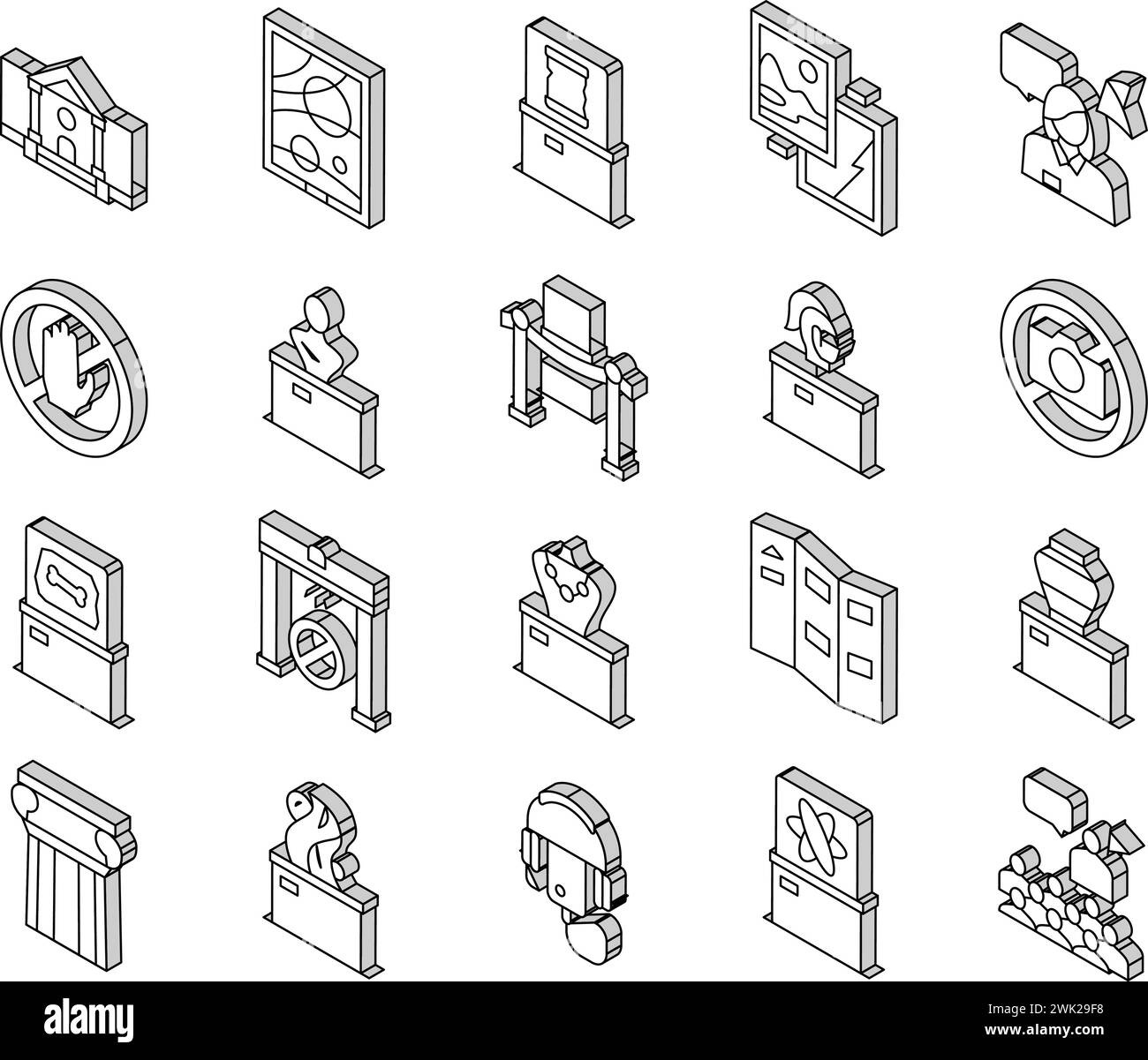 Museum Gallery Exhibit Collection isometric icons set vector Stock ... Museum Gallery Exhibit Collection isometric icons set vector Stock ...
