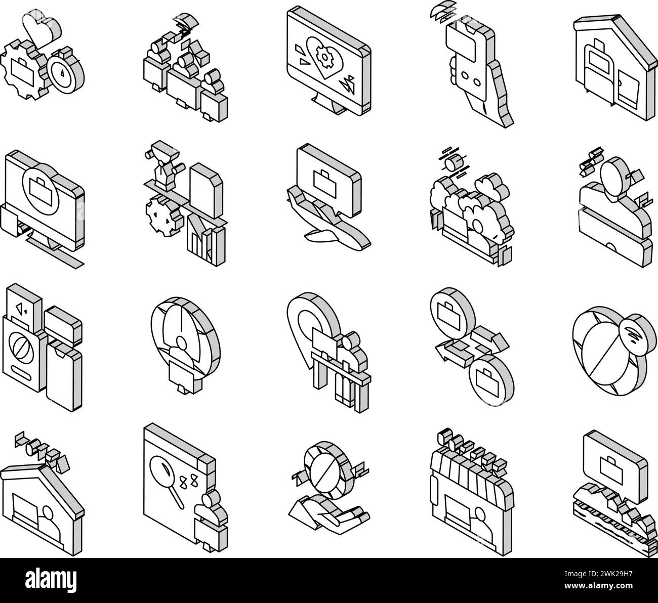 Digital Nomad Worker Collection isometric icons set vector Stock Vector Image & Art - Alamy