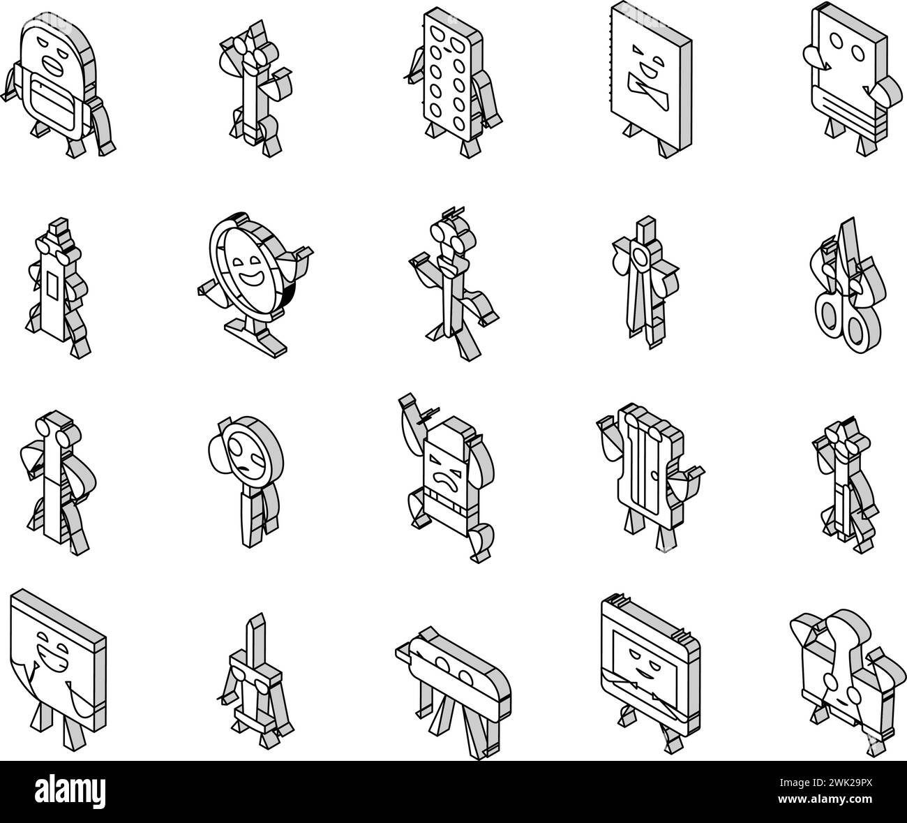 Isometric icons school Black and White Stock Photos & Images - Alamy