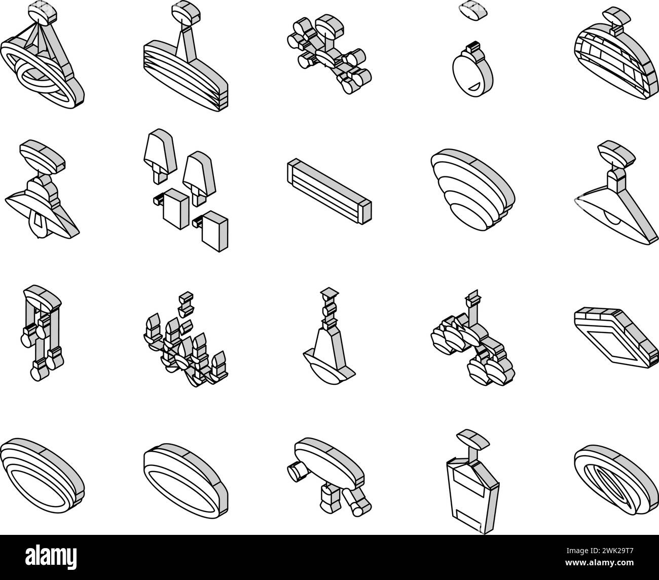 lamp ceiling light interior home isometric icons set vector Stock ...