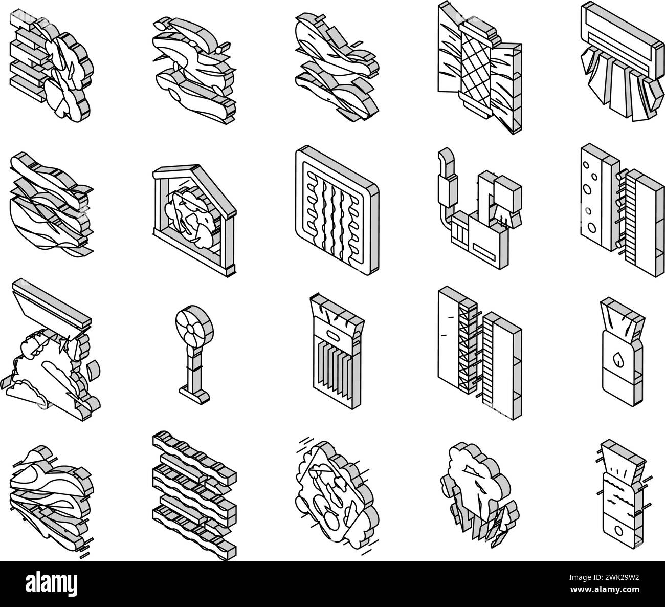 air clean fresh wind flow filter isometric icons set vector Stock ...