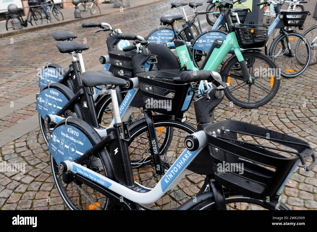 Copenhagen, Denmark /16 February 2024/.Kintoshare bike in danish capital Copenhagen Denmark ...