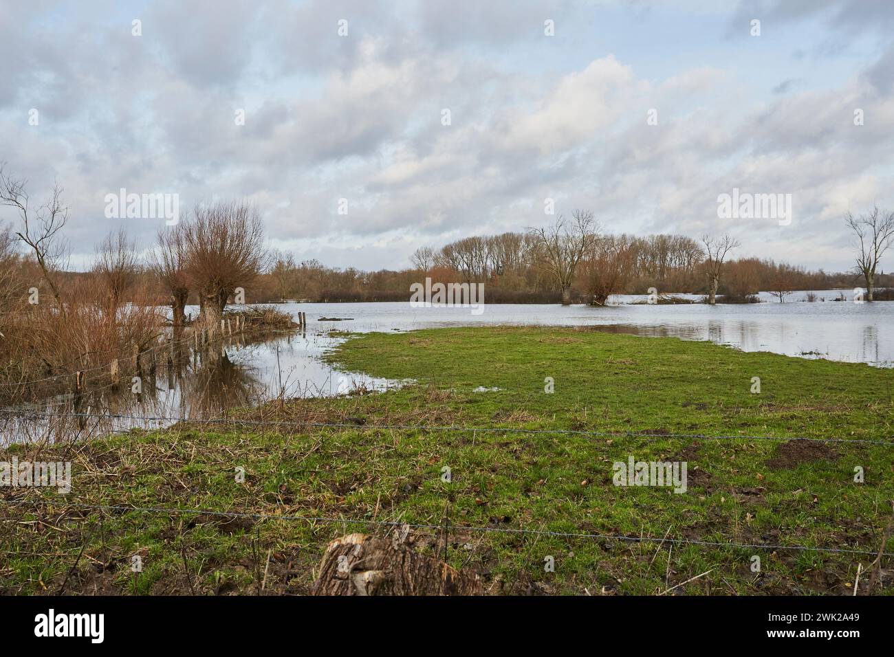 Hochwasser in Lippstadt und Umgebung, Überschwemmung der Lippewiesen ...