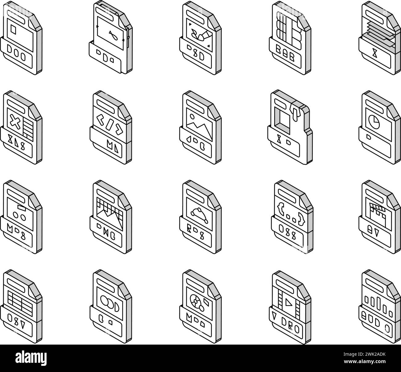 File Format Document Isometric Icons Set Vector Stock Vector Image