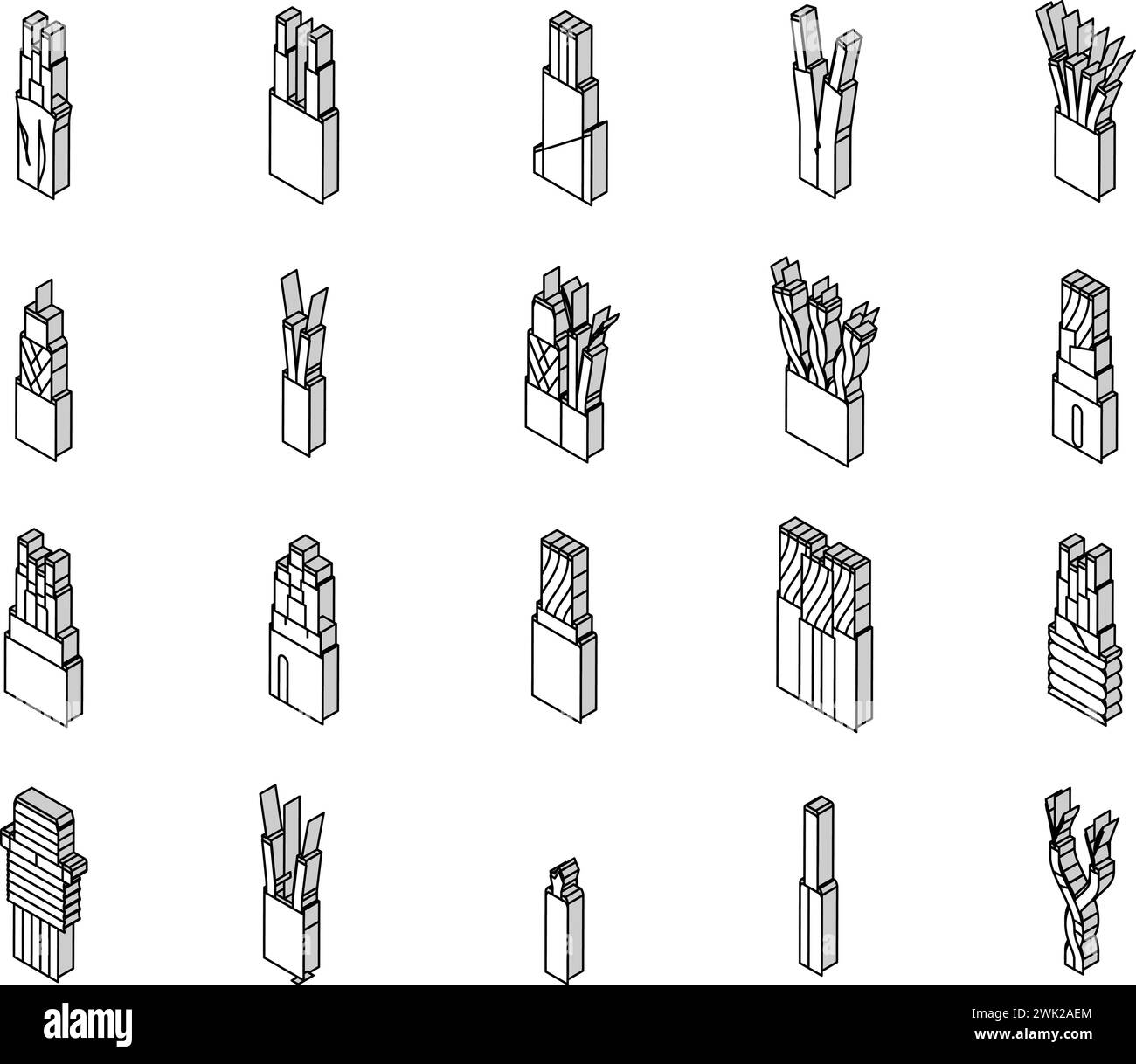 Wire Cable Technology Connection Isometric Icons Set Vector Stock Vector Image And Art Alamy