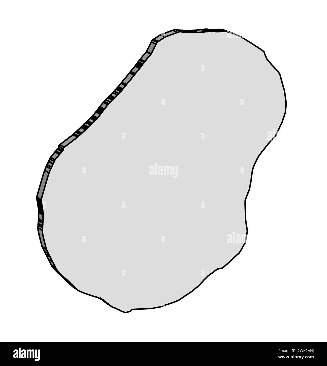 Outline 3D map silhouette of Nauru Island set over a white background ...
