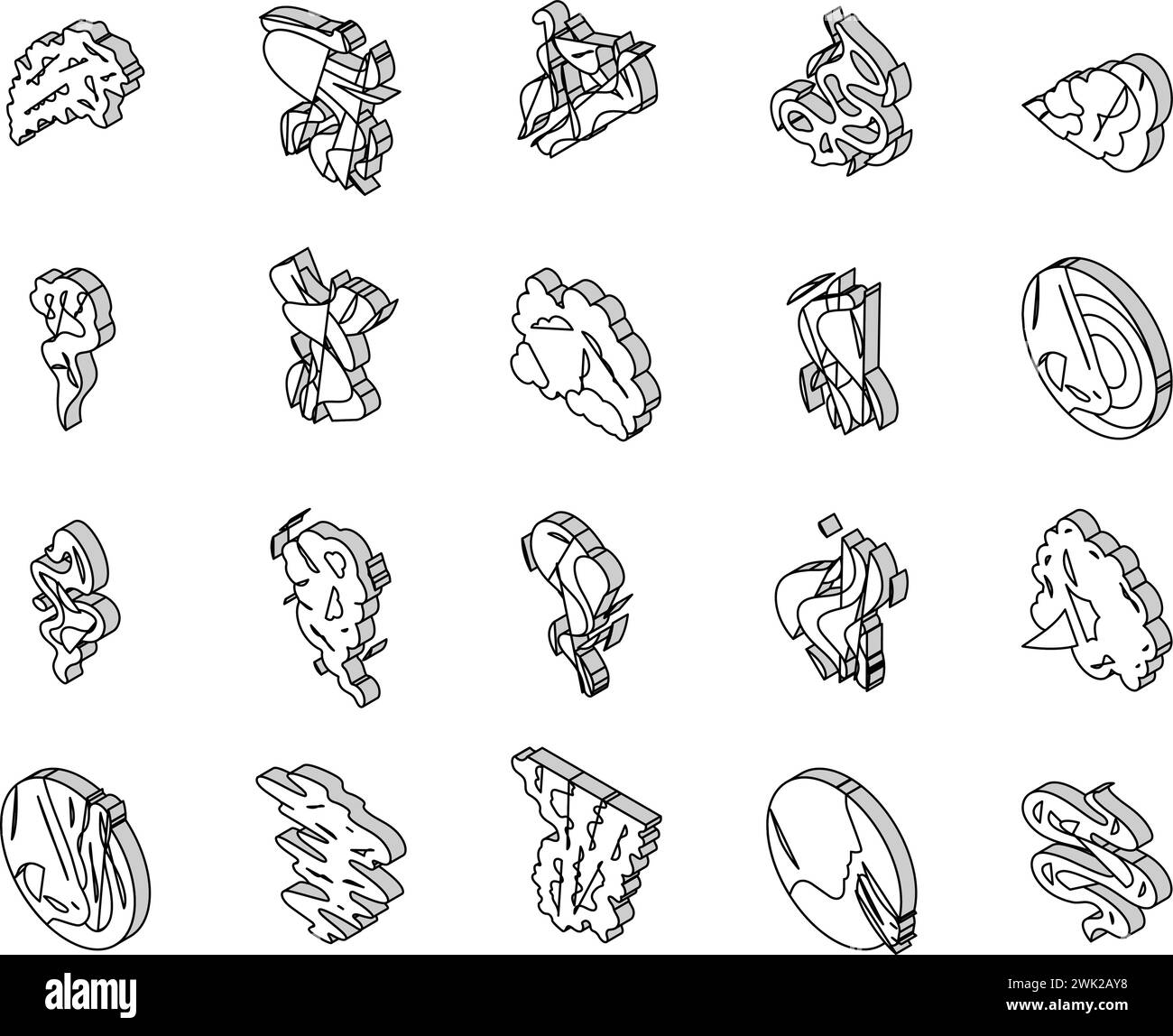 smell smoke gas nose aroma isometric icons set vector Stock Vector ...