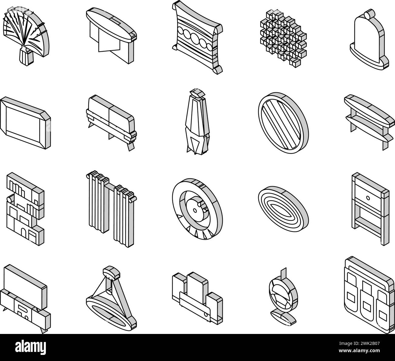 Living Room Modern Home Furniture Isometric Icons Set Vector Stock Vector Image And Art Alamy
