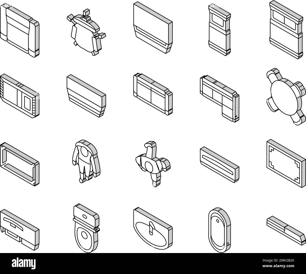 Set of office isometric icons sofa hi-res stock photography and images ...