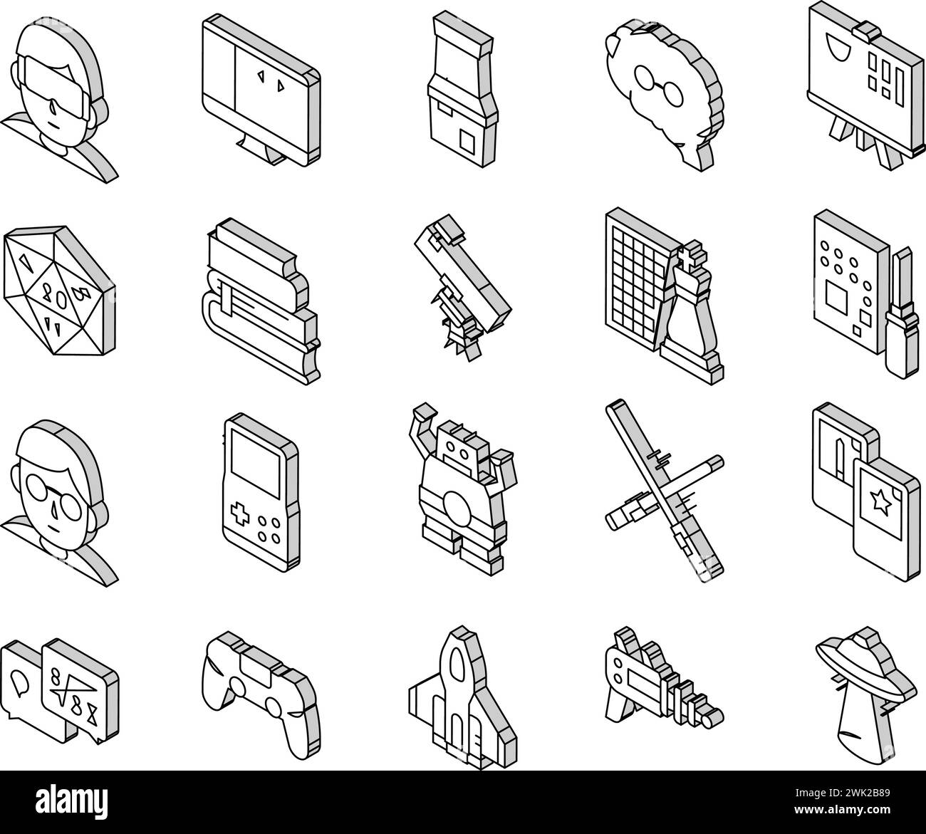 Geek Nerd And Gamer Collection Isometric Icons Set Vector Stock Vector Image And Art Alamy