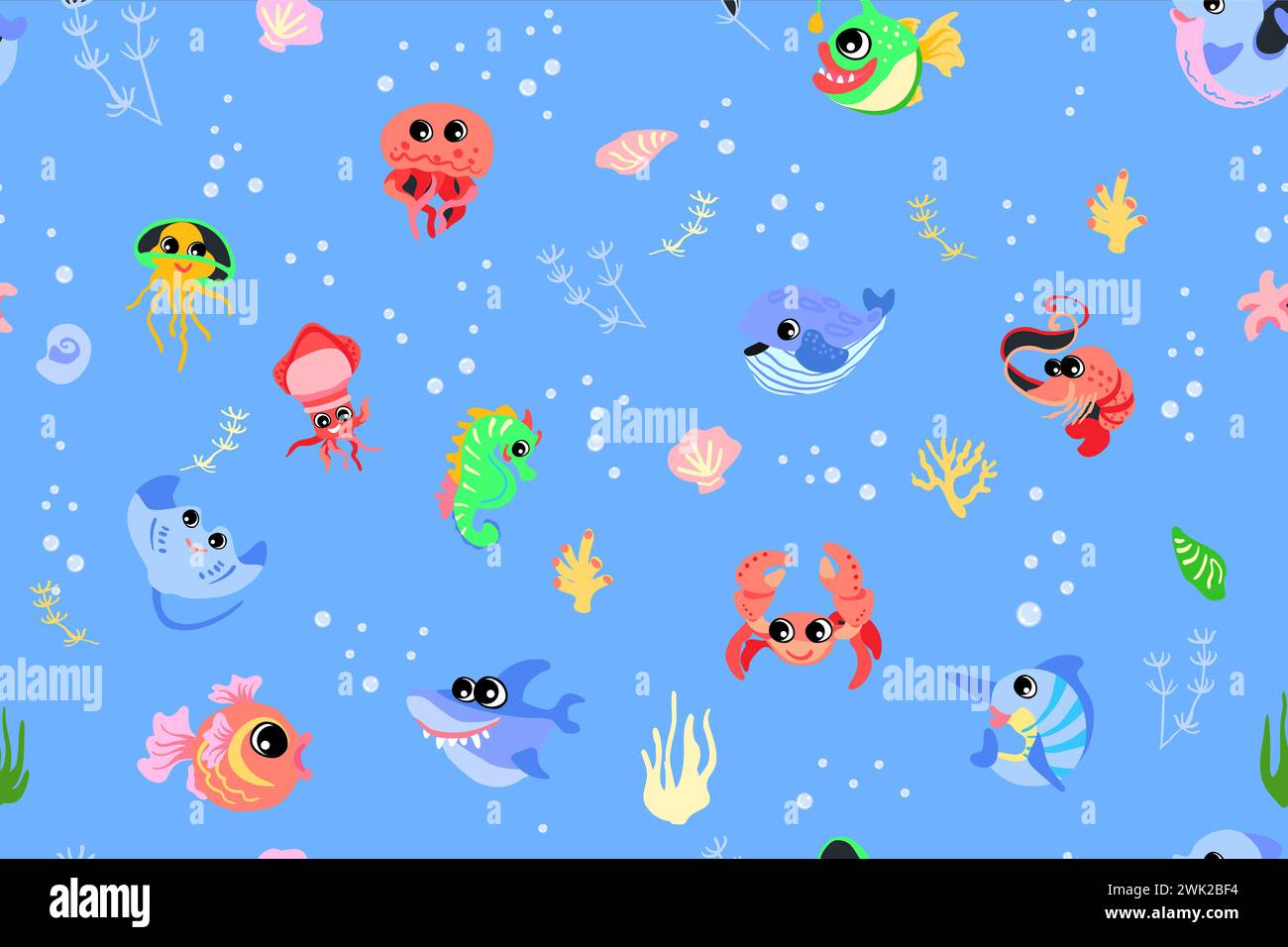 Seamless pattern with sea animals. Underwater for kids bedding fabric ...