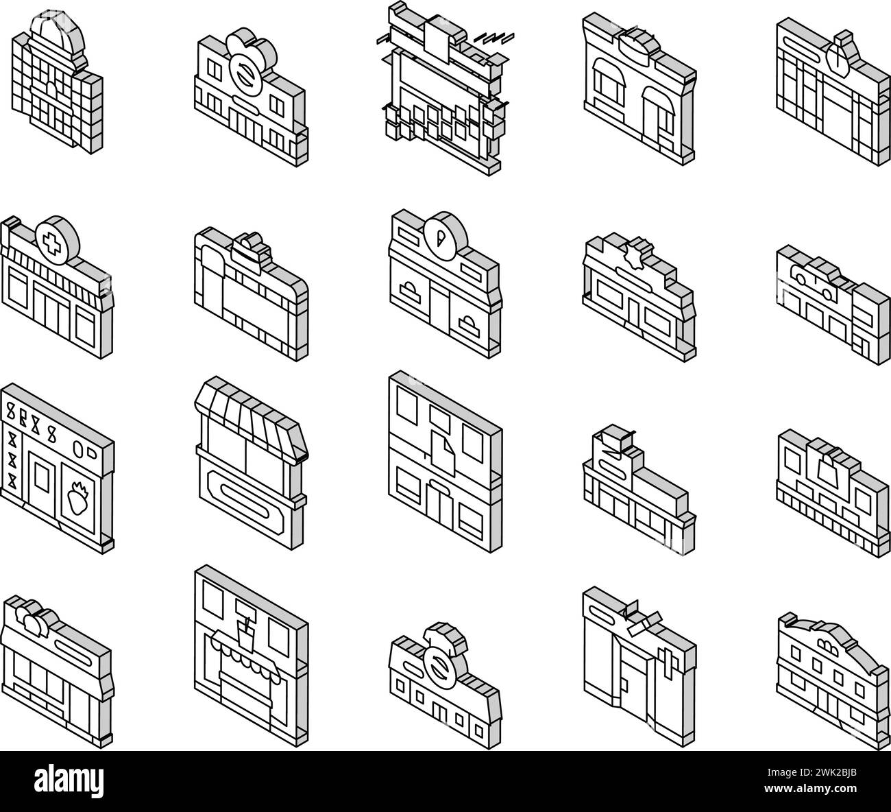 shop store market sale isometric icons set vector Stock Vector Image ...