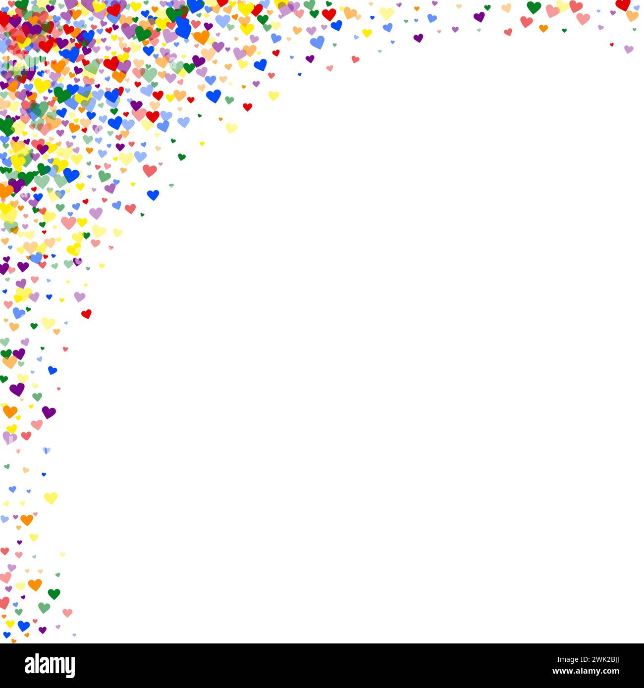 Flying hearts for valentine's day. Rainbow colored scattered hearts ...